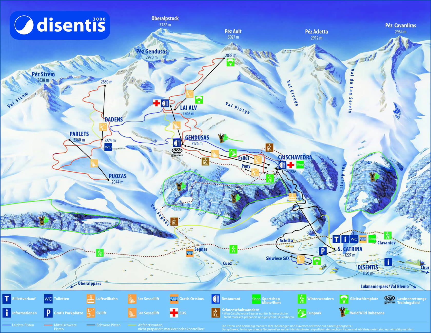 Disentis Sedrun: Skigebiet Disentis 3000, Oberalp, Sedrun-Valtgeva ...